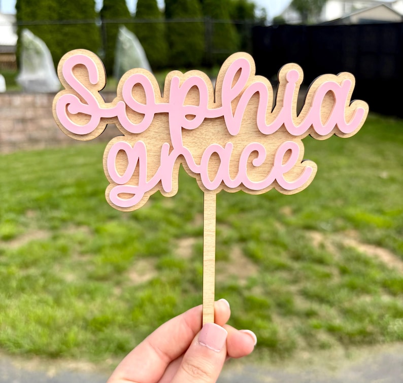 Personalized Baby Shower Cake Topper: Maple Wood & Acrylic, Keepsake ...