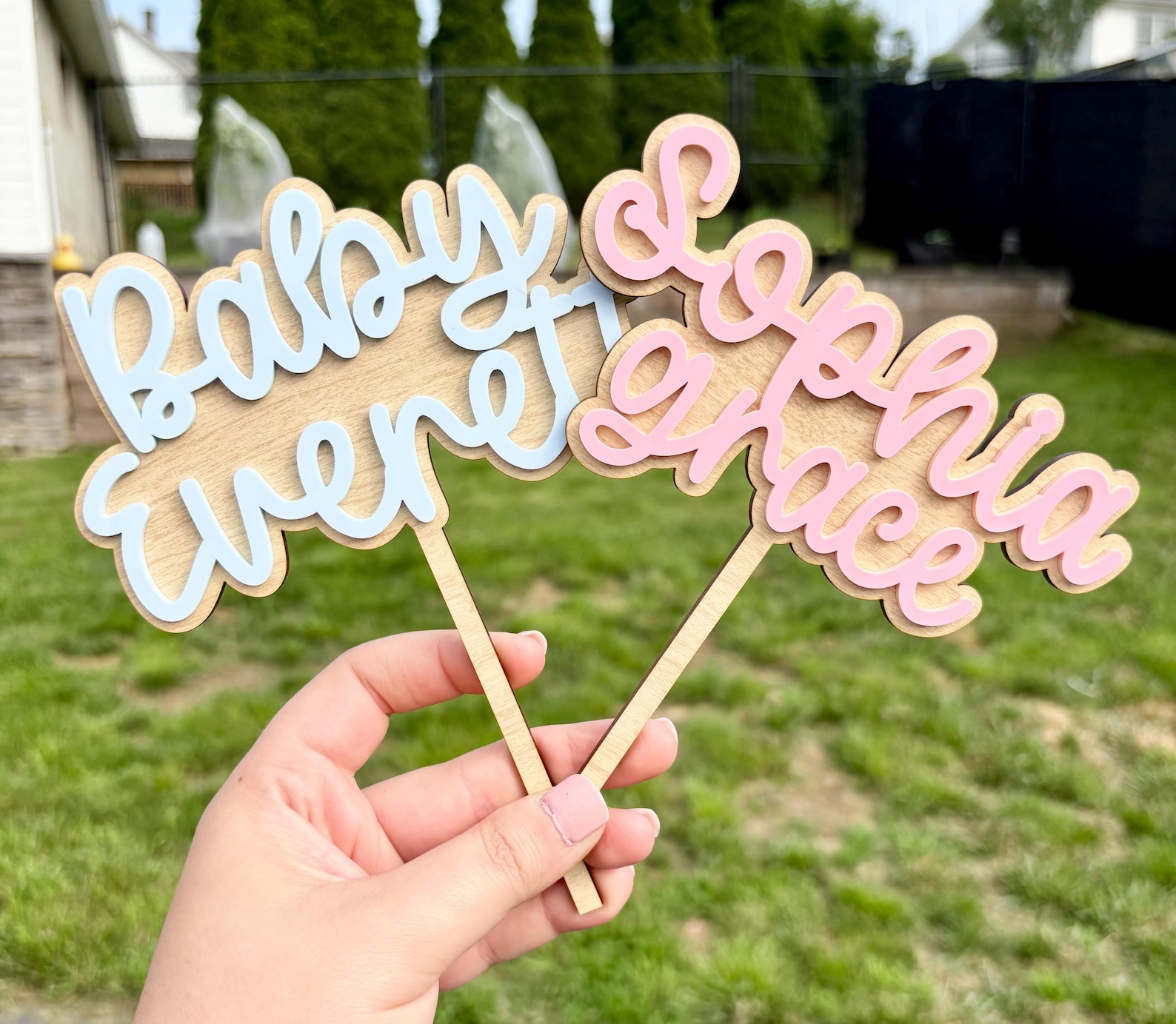 Personalized Baby Shower Cake Topper: Maple Wood & Acrylic, Keepsake ...