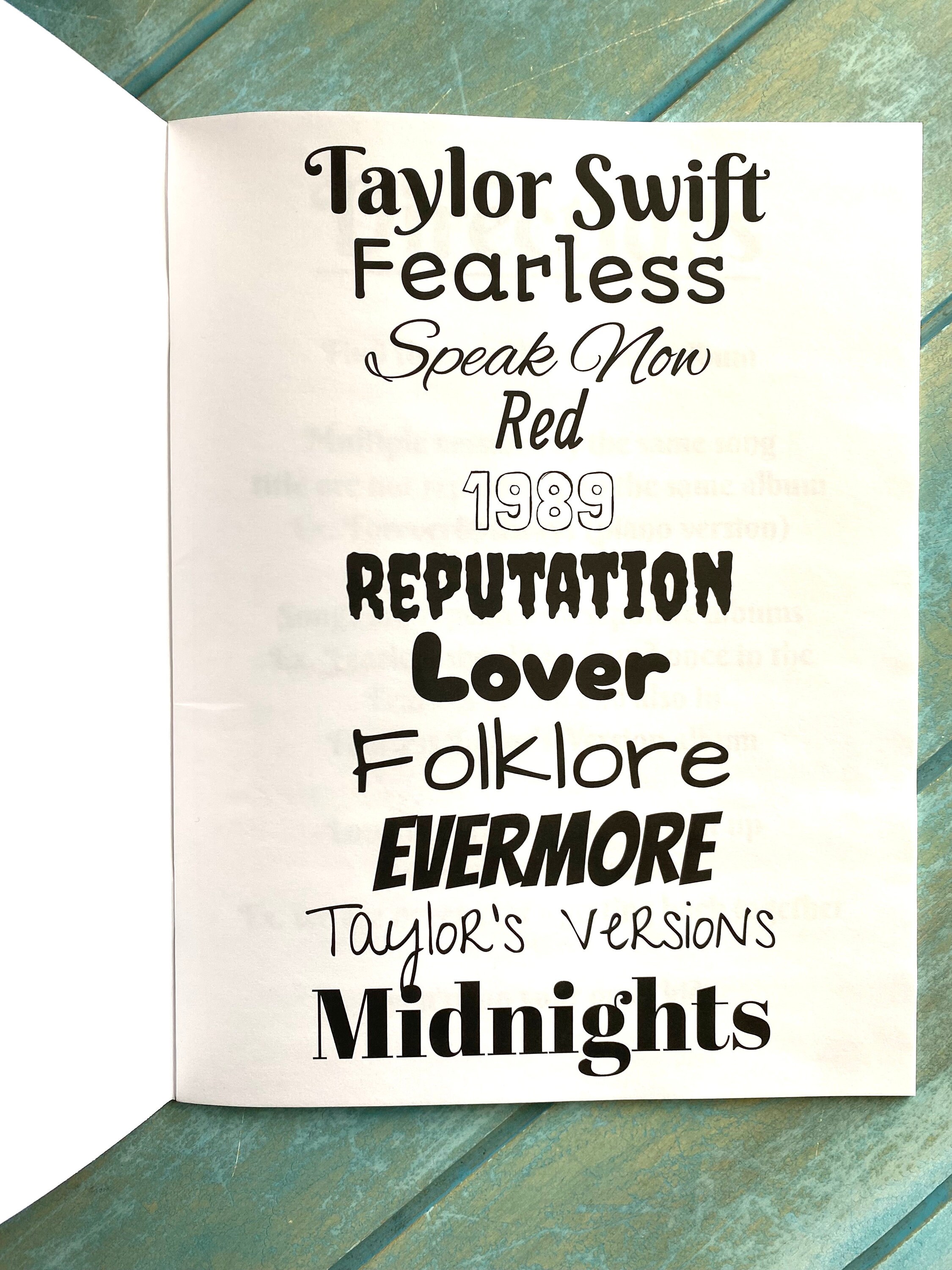 Taylor Swift Albums Word Search - Etsy