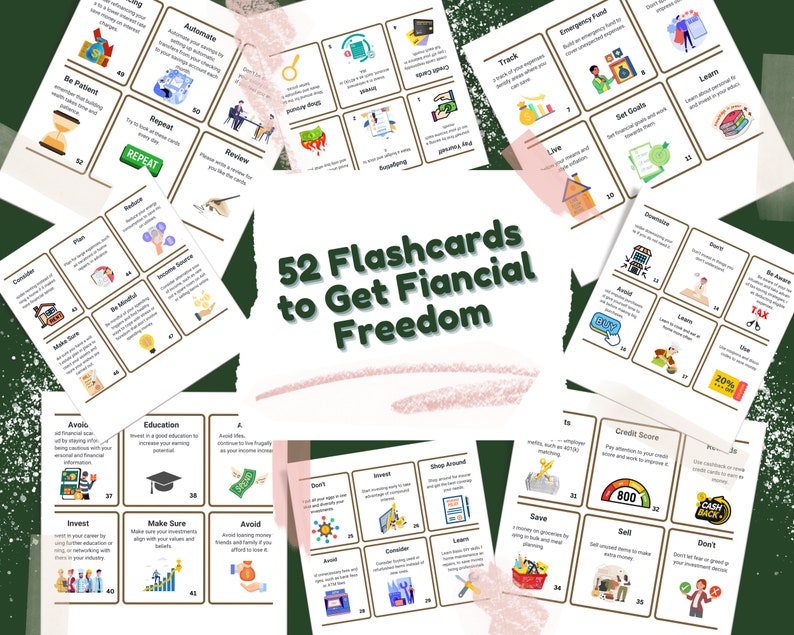 Financial Guide 52 Printable Flashcards to Be A Better - Etsy