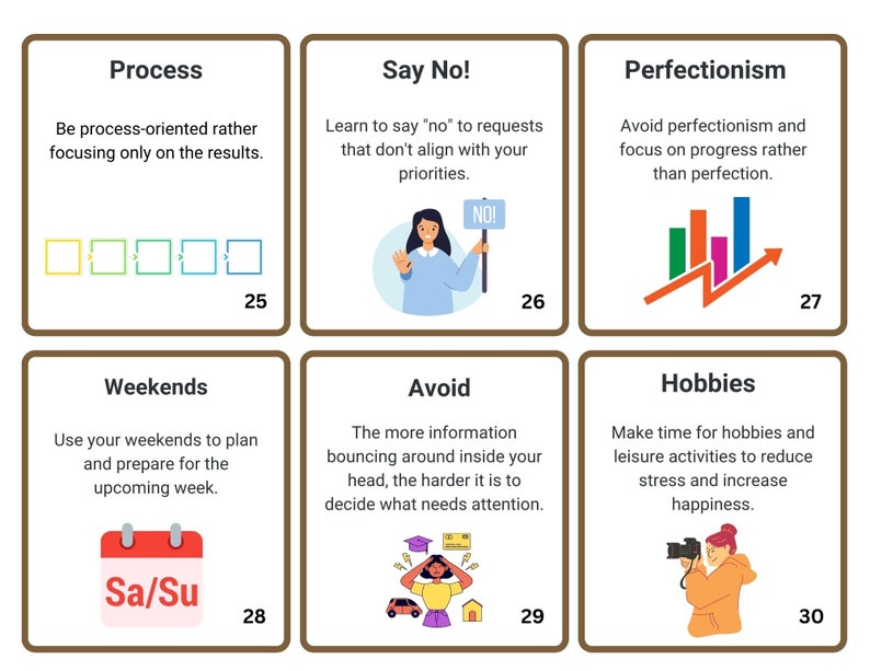 60 Printable Flashcards to Boost Your Productivity and Time - Etsy