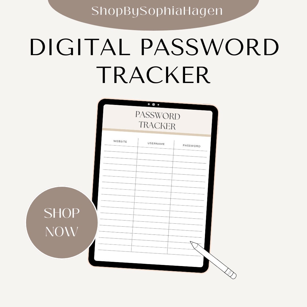 Password Tracker Printable | Digital Download | Digital Password ...
