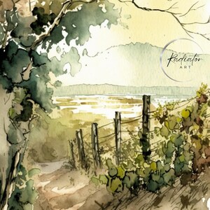 Vineyard Wall Art | Watercolor, Rustic Wall Print, Home Decor ...