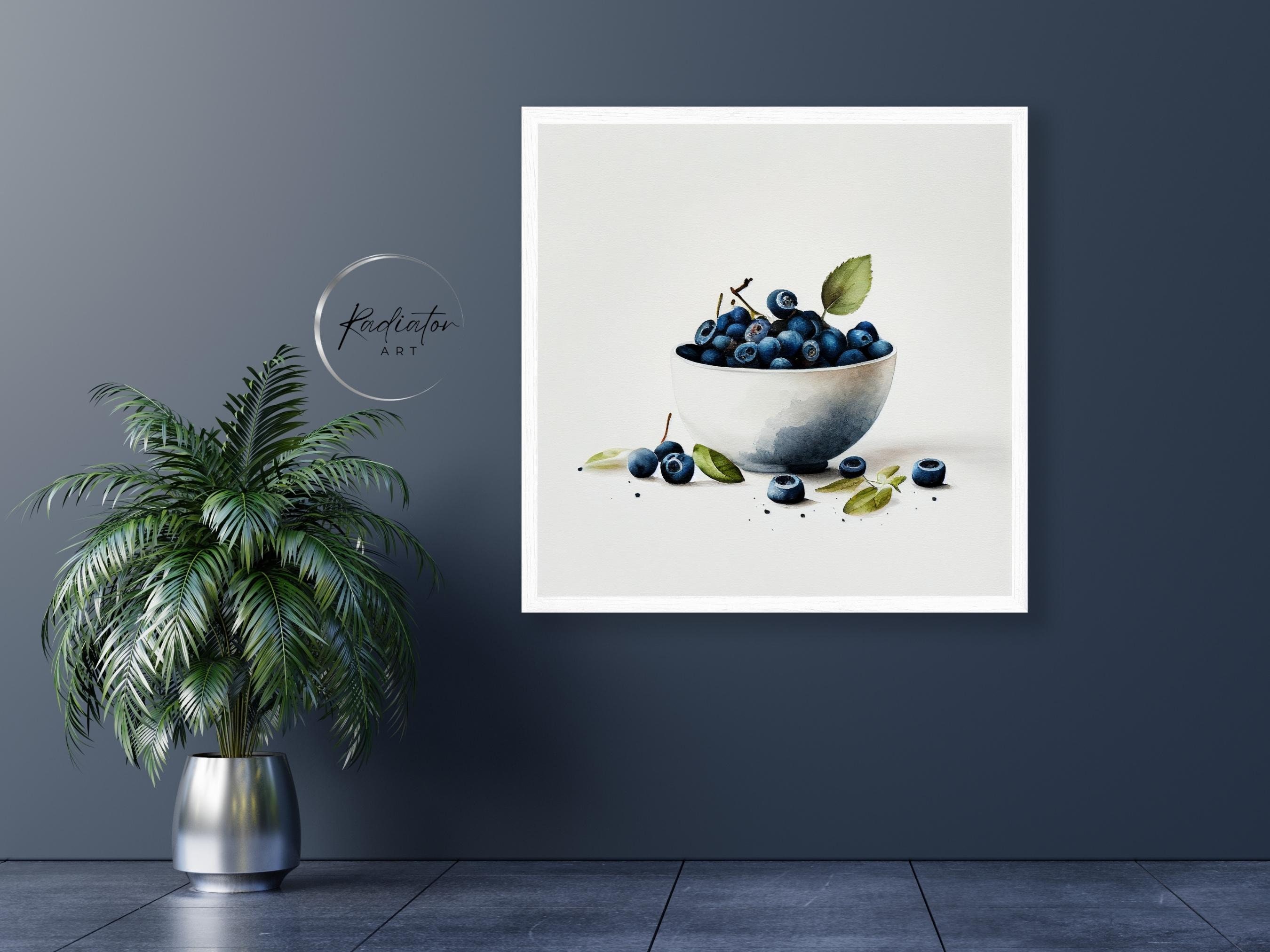 Blueberries Modern Wall Art, Fruit Illustration, Fine Art Print ...