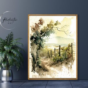 Vineyard Wall Art | Watercolor, Rustic Wall Print, Home Decor ...