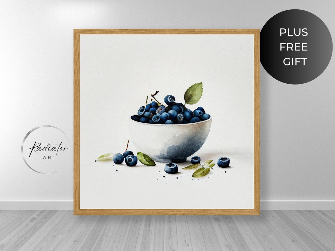 Blueberries | Modern Wall Art, Fruit Illustration, Fine Art Print ...