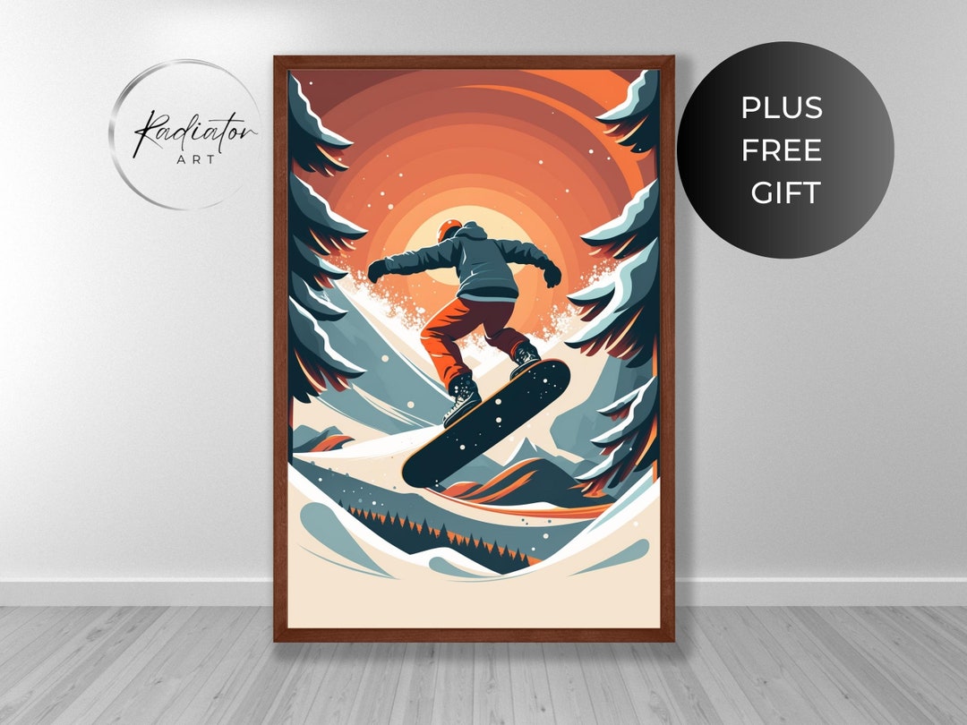 Retro Snowboarding Poster | Winter Sport Art Print (digital Download ...