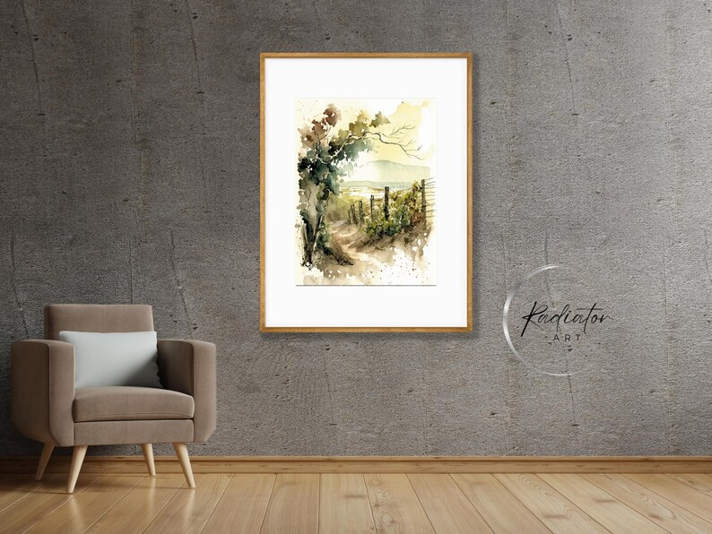 Vineyard Wall Art | Watercolor, Rustic Wall Print, Home Decor ...