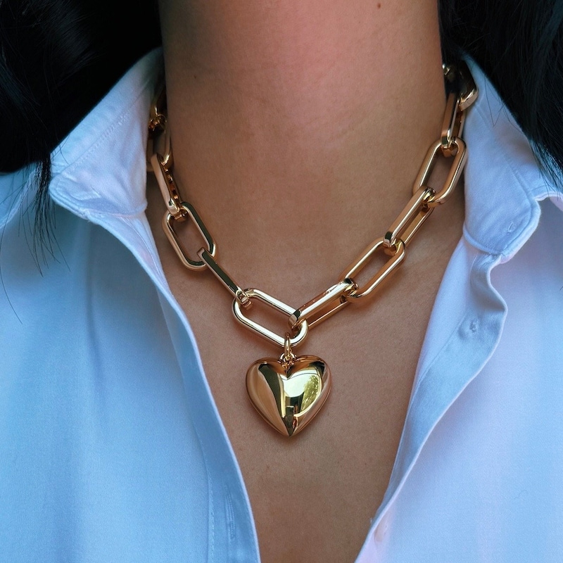 Heart Chain Necklace - Etsy