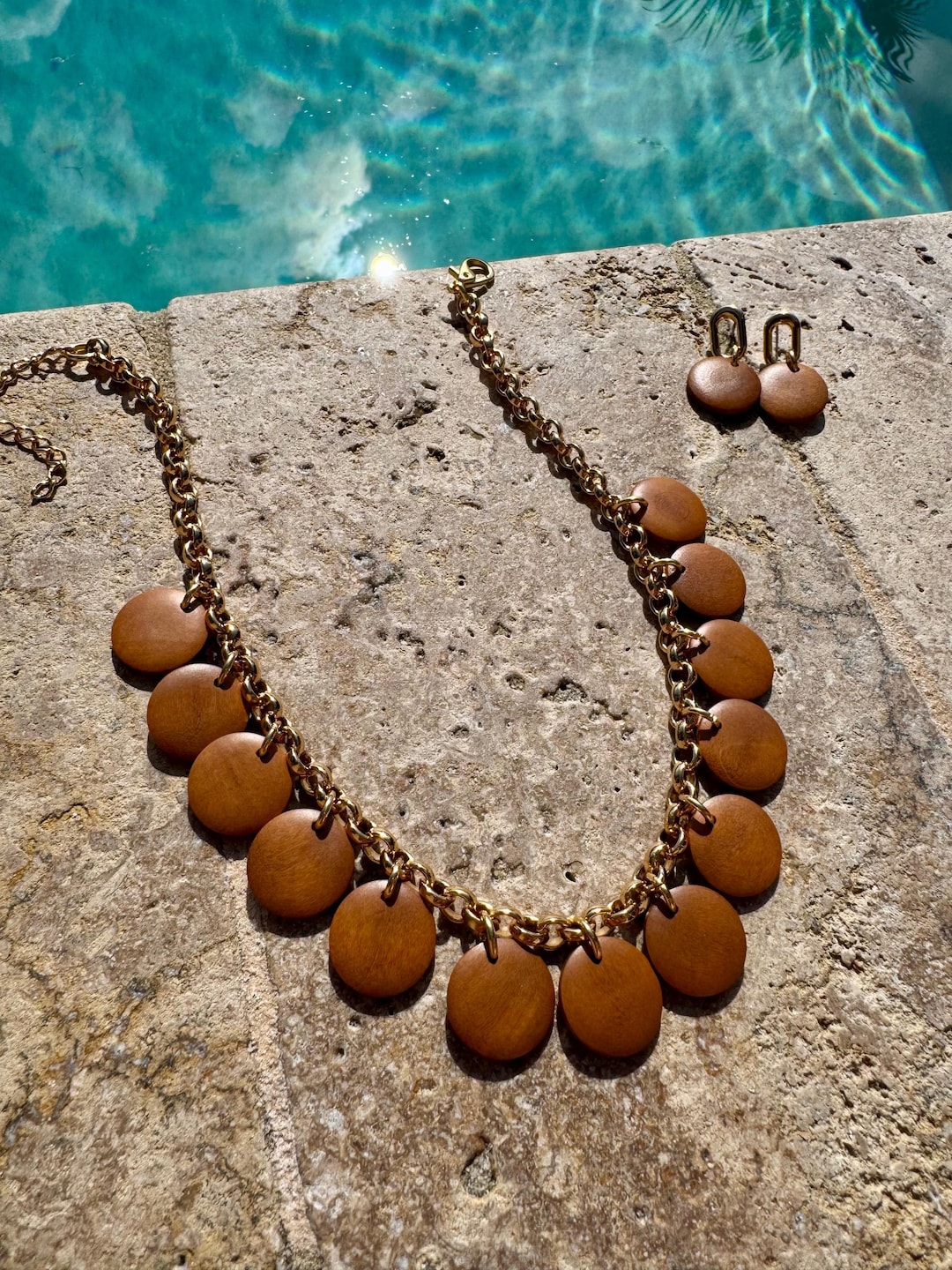 Wood Charm Necklace Set | Boho Resort Jewelry | Galentine's Gift - Etsy