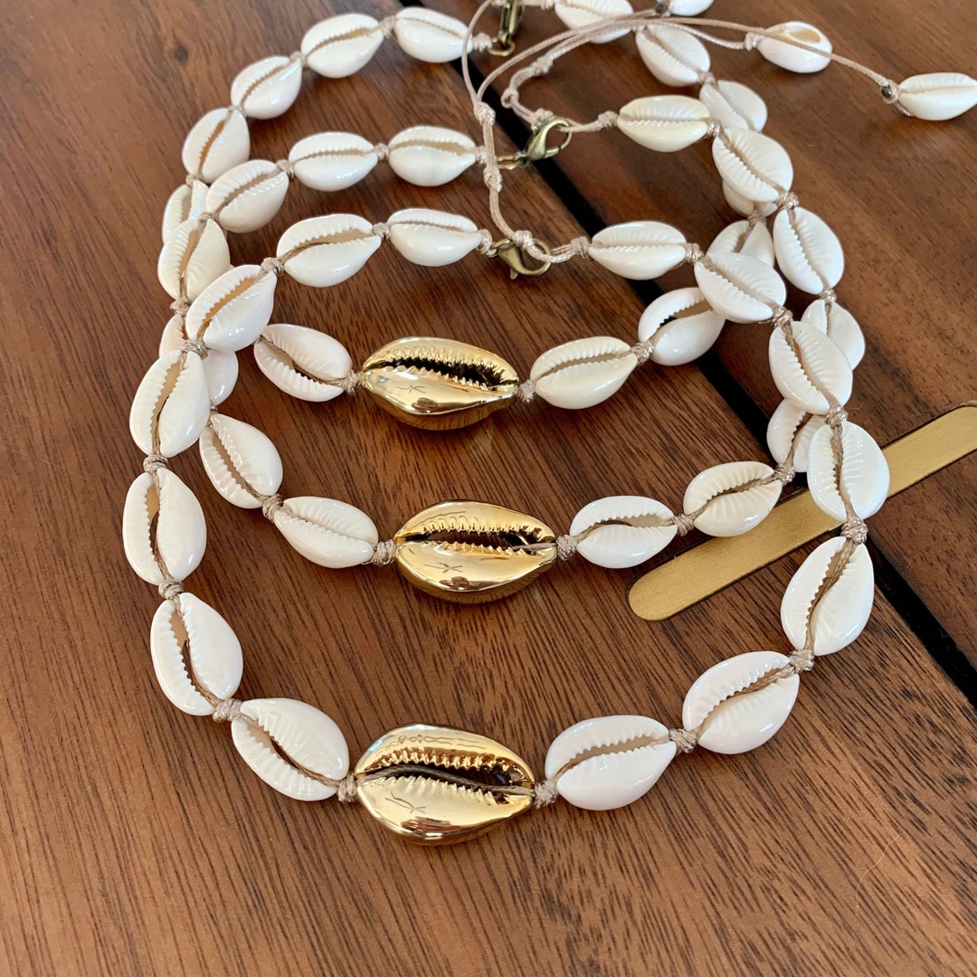 Natural Cowrie Shell Choker: Handmade Beach Seashell Necklace | Jewelry ...