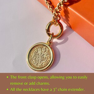 18" Gold Coin Medallion Necklace | Cuban Chain Necklace | Ancient Coin ...