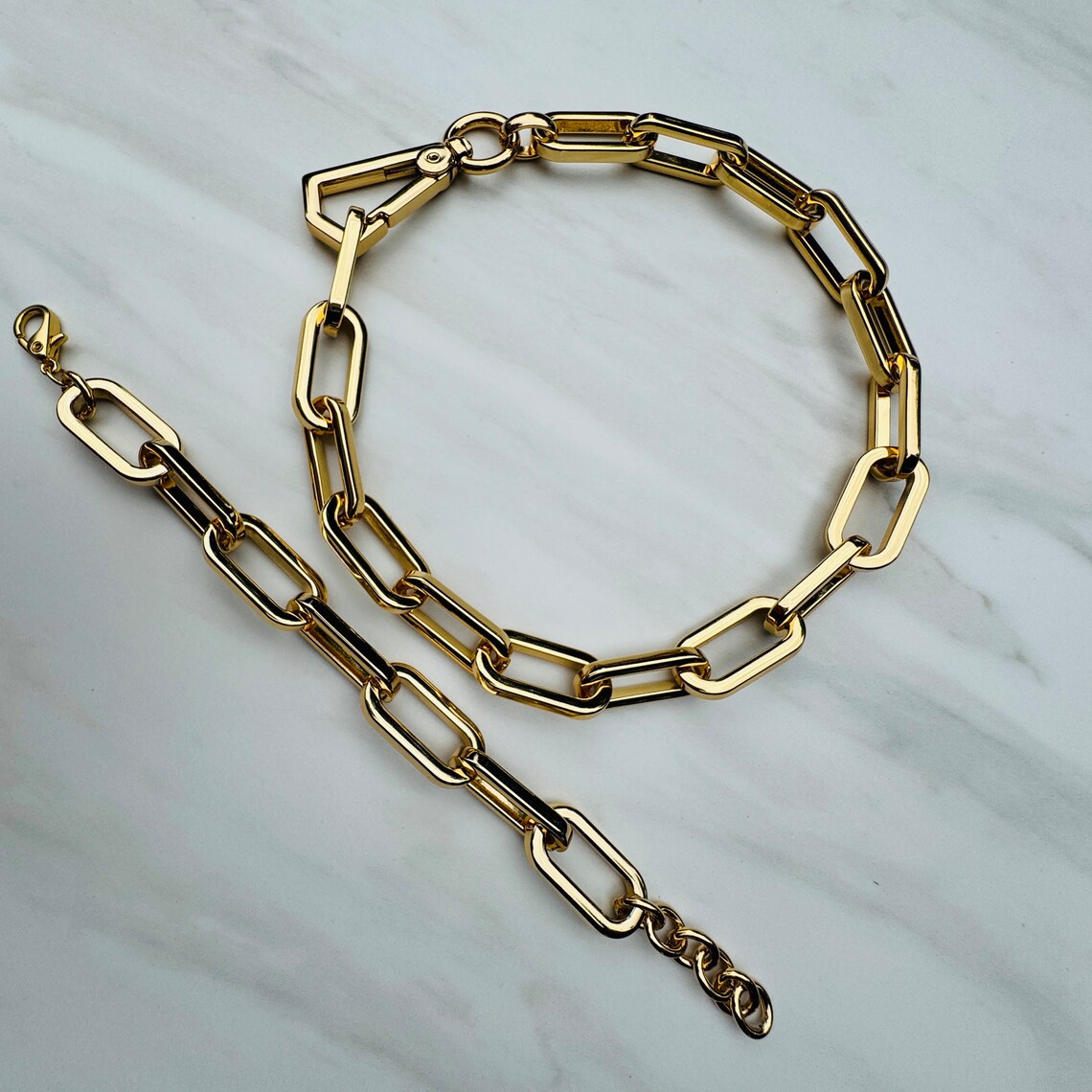 Gold Large Link Chain Choker Necklace: Front Clasp Fashion Jewelry ...