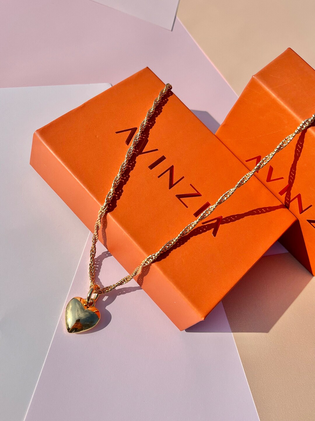 Dainty Love Puff Heart Necklace | Large Gold Puffy Love Heart Pendant ...