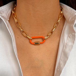 Front Clasp Necklace Carabiner Closure Necklace Enamel Carabiner Choker ...