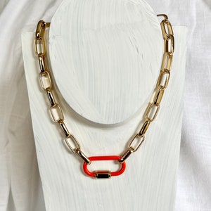 Front Clasp Necklace Carabiner Closure Necklace Enamel Carabiner Choker ...
