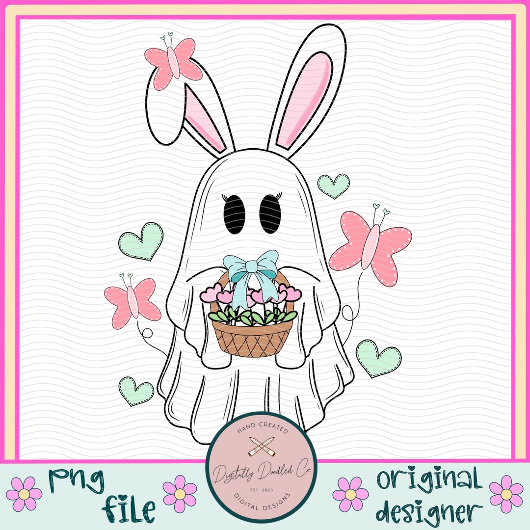 Easter Ghost Png•floral Ghost Png•spooky Easter Png•ghost With ...