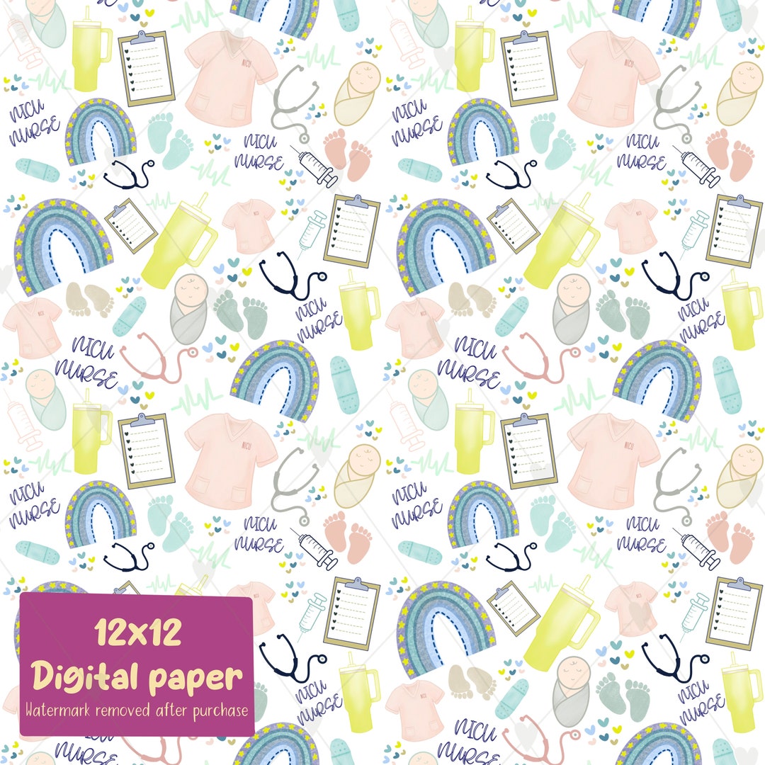 Seamless Nicu Nurse Digital Paper•nicu Nurse Sublimation•nicu Png ...