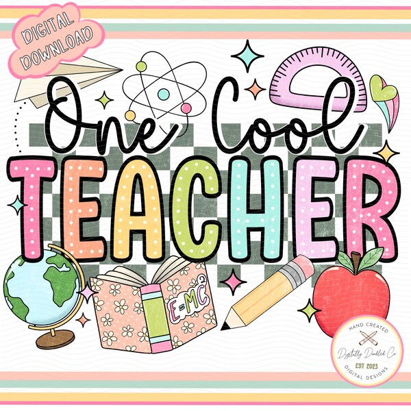 Teacher Retro Checkered Png - Etsy