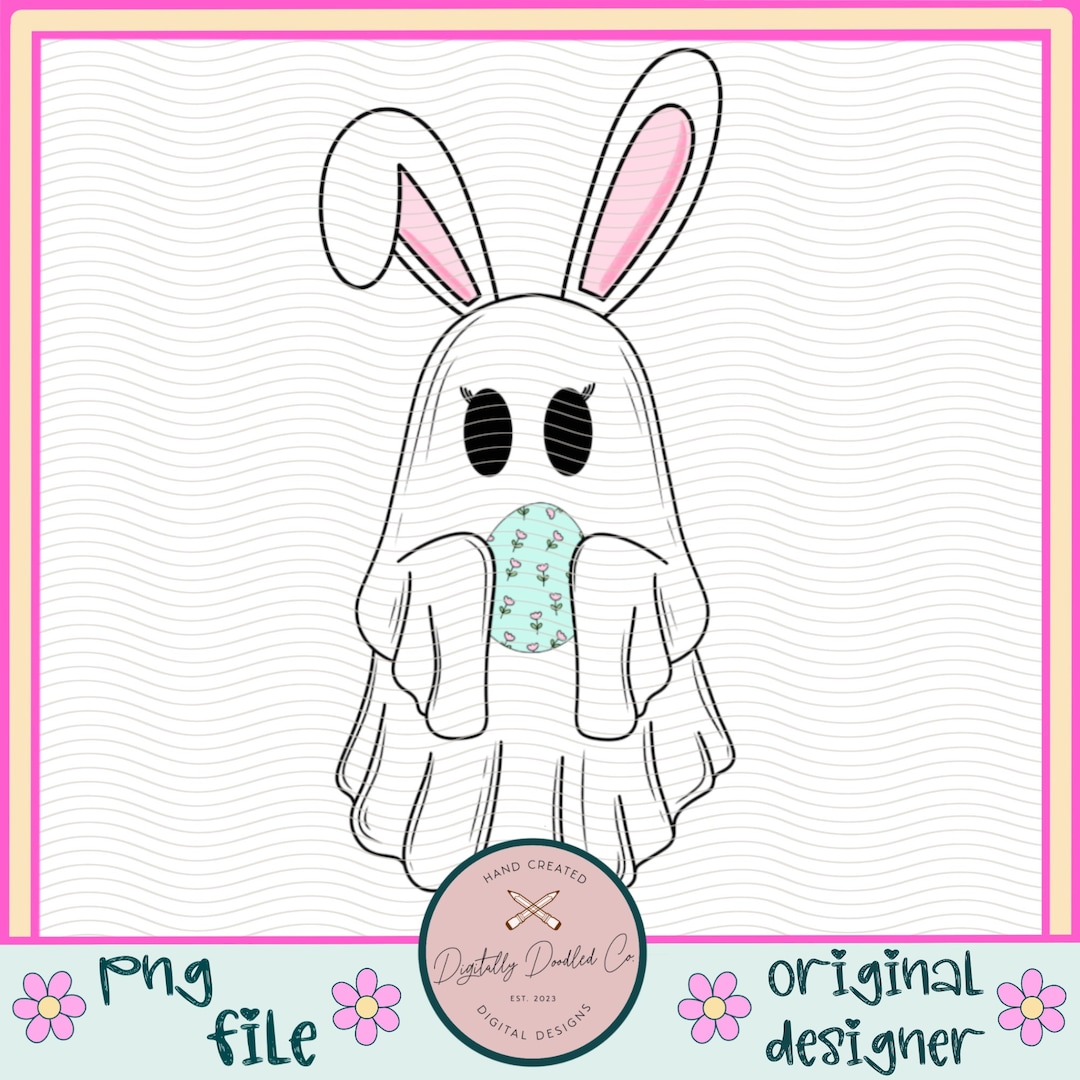 Easter Ghost Png•bunny Ghost Png•spooky Easter Png•ghost Holding Egg ...