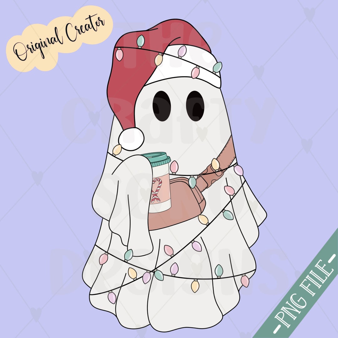 Cute Ghost Drinking Coffee Pngchristmas Ghost Pngghost Holding ...