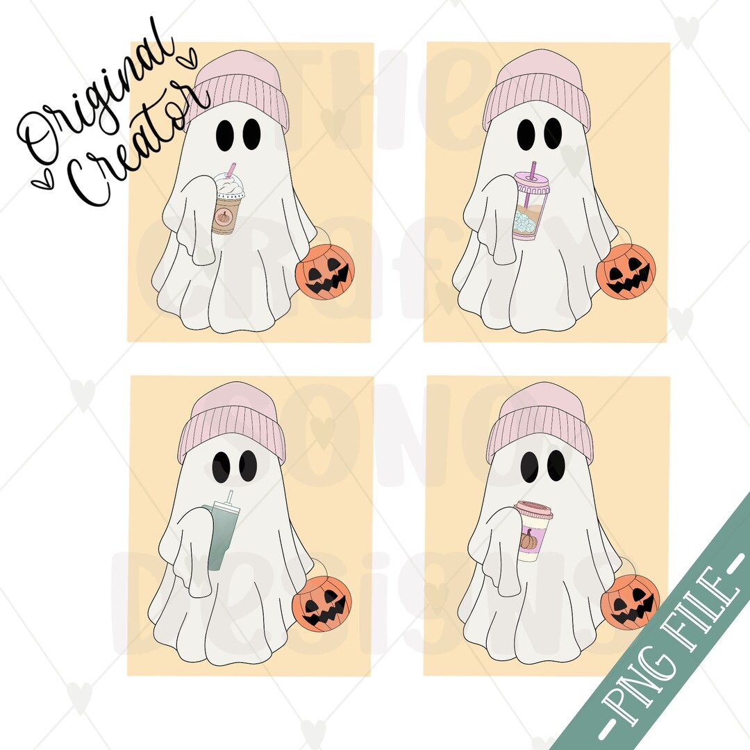 Cute Ghost Drinking Coffee Pngghost Holding Coffeeghost Holding ...
