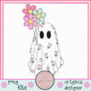 Easter Ghost Png•floral Ghost Png•spooky Easter Png•ghost With Balloon ...