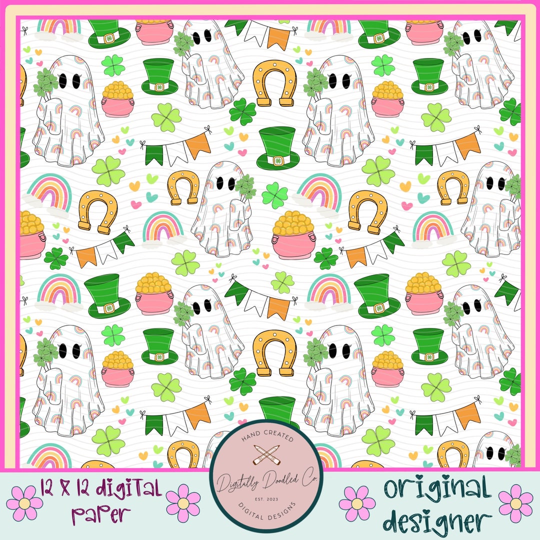 St. Patrick’s Day Ghost Seamless Png•st Patricks Day Png•rainbow Ghost ...