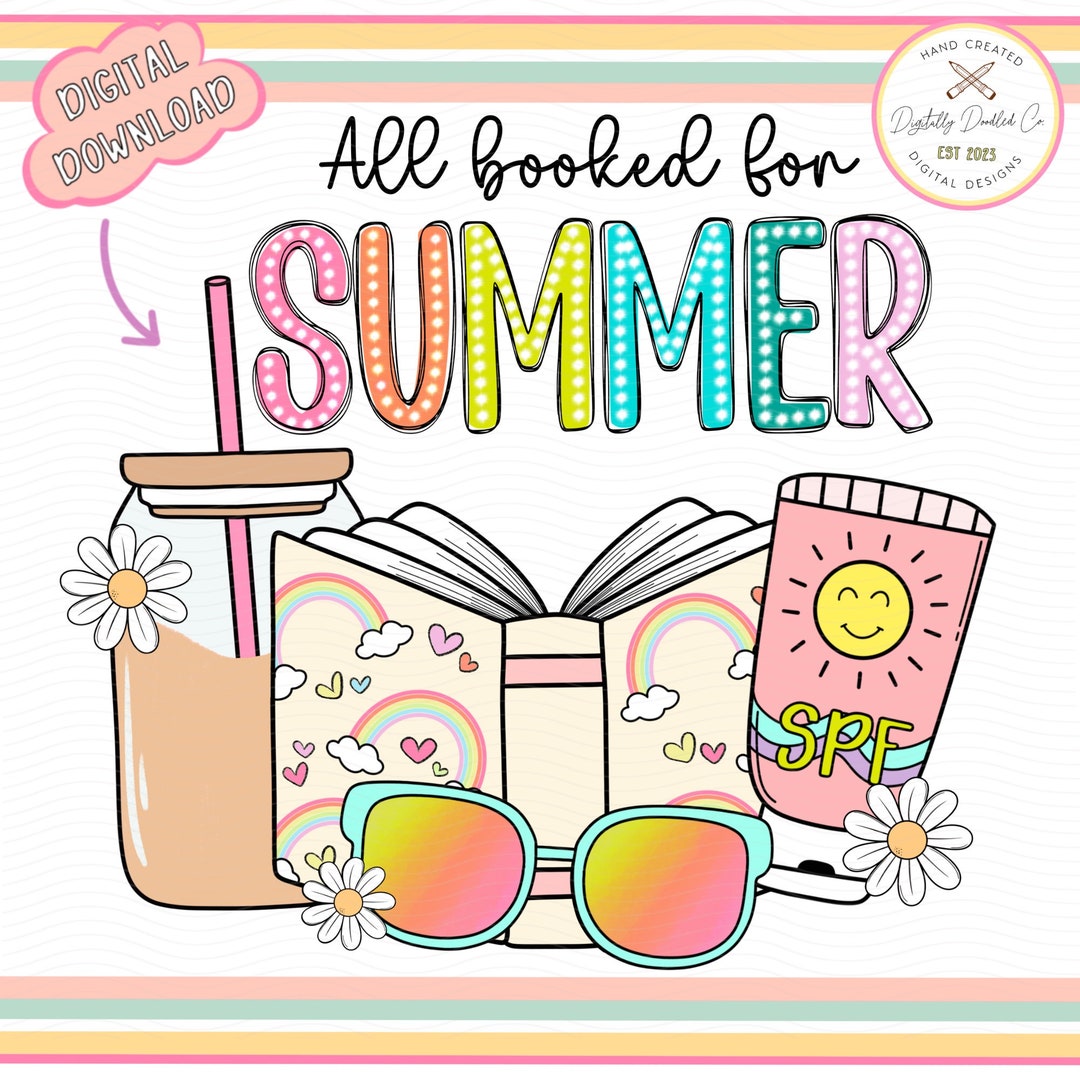 All Booked for Summer Png•bookish Summer•bookish Girly Png•iced Coffee ...