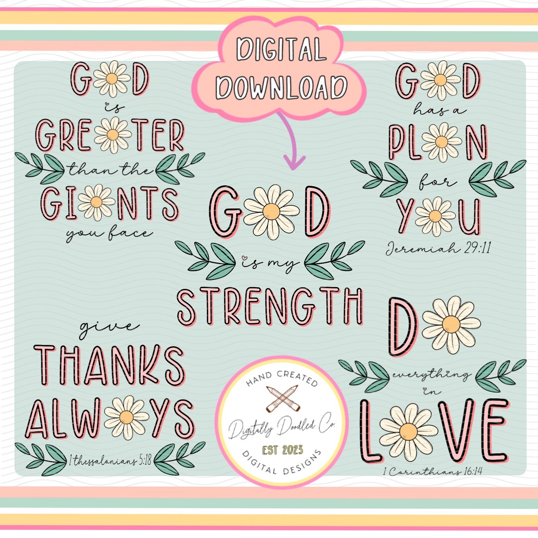 Christian Bundle Png•floral Christian Png•positive Quotes Png•religious ...