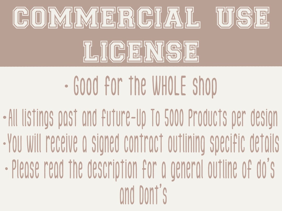 Commercial License for the WHOLE Shop - Etsy