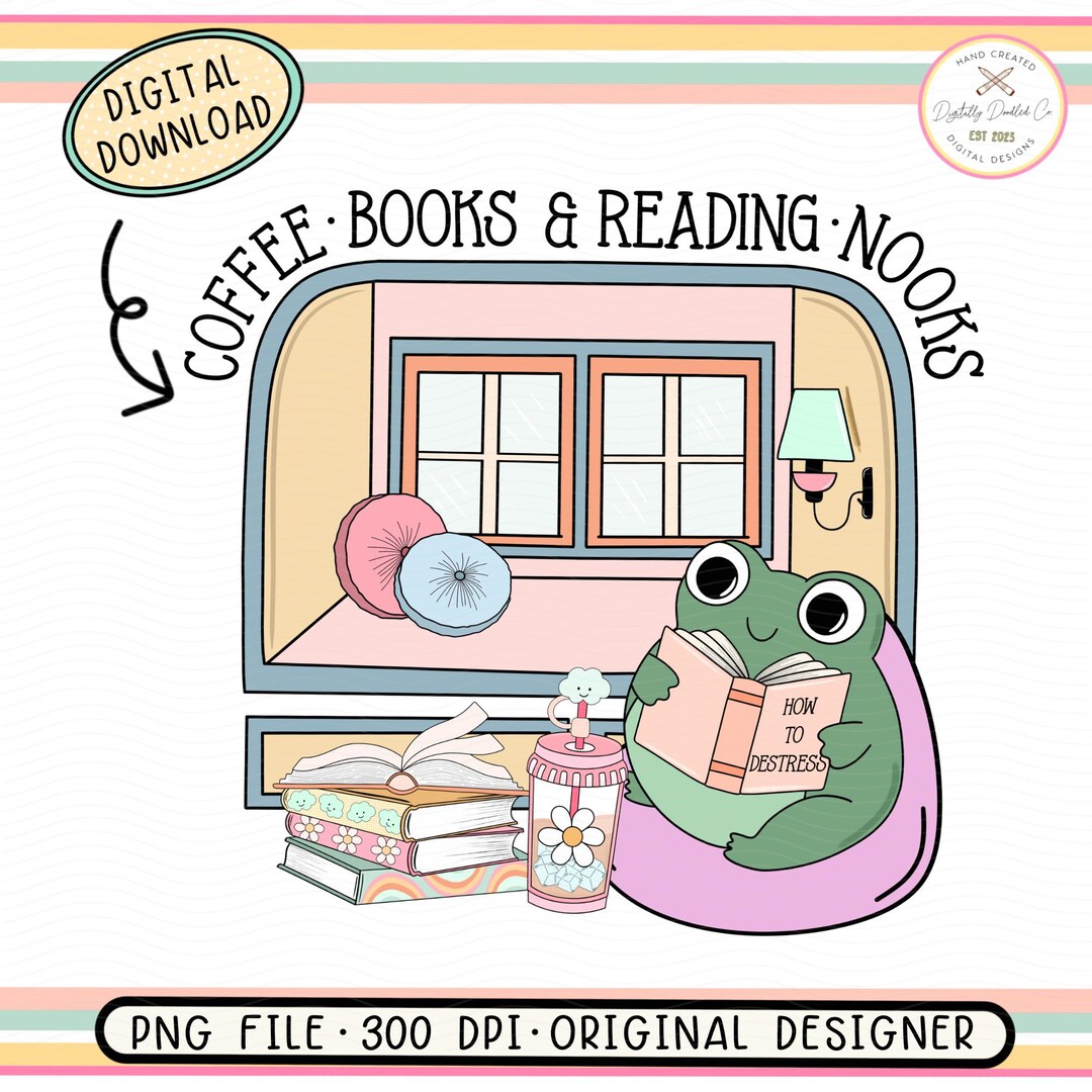 Book Lover Png•cute Frog Png•bookish Era Png•bookworm Png•read Banned ...