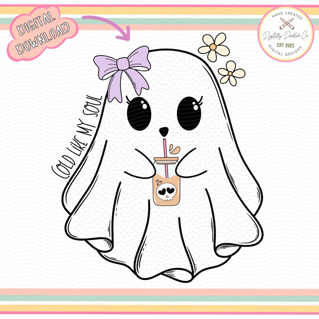 Cute Ghost Drinking Coffee Png•cold Like My Soul•ghost Holding Coffee ...