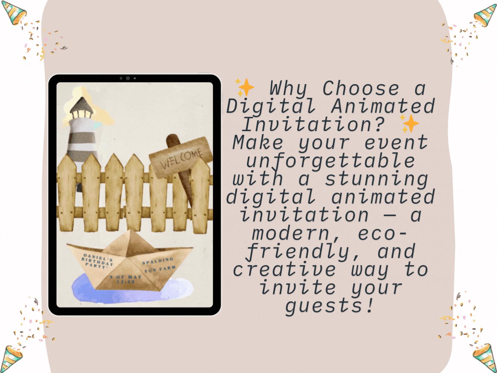 Editable Digital Animated Invitation Video Template Canva Link Birthday ...