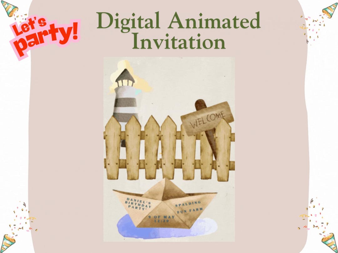 Editable Digital Animated Invitation Video Template Canva Link Birthday ...