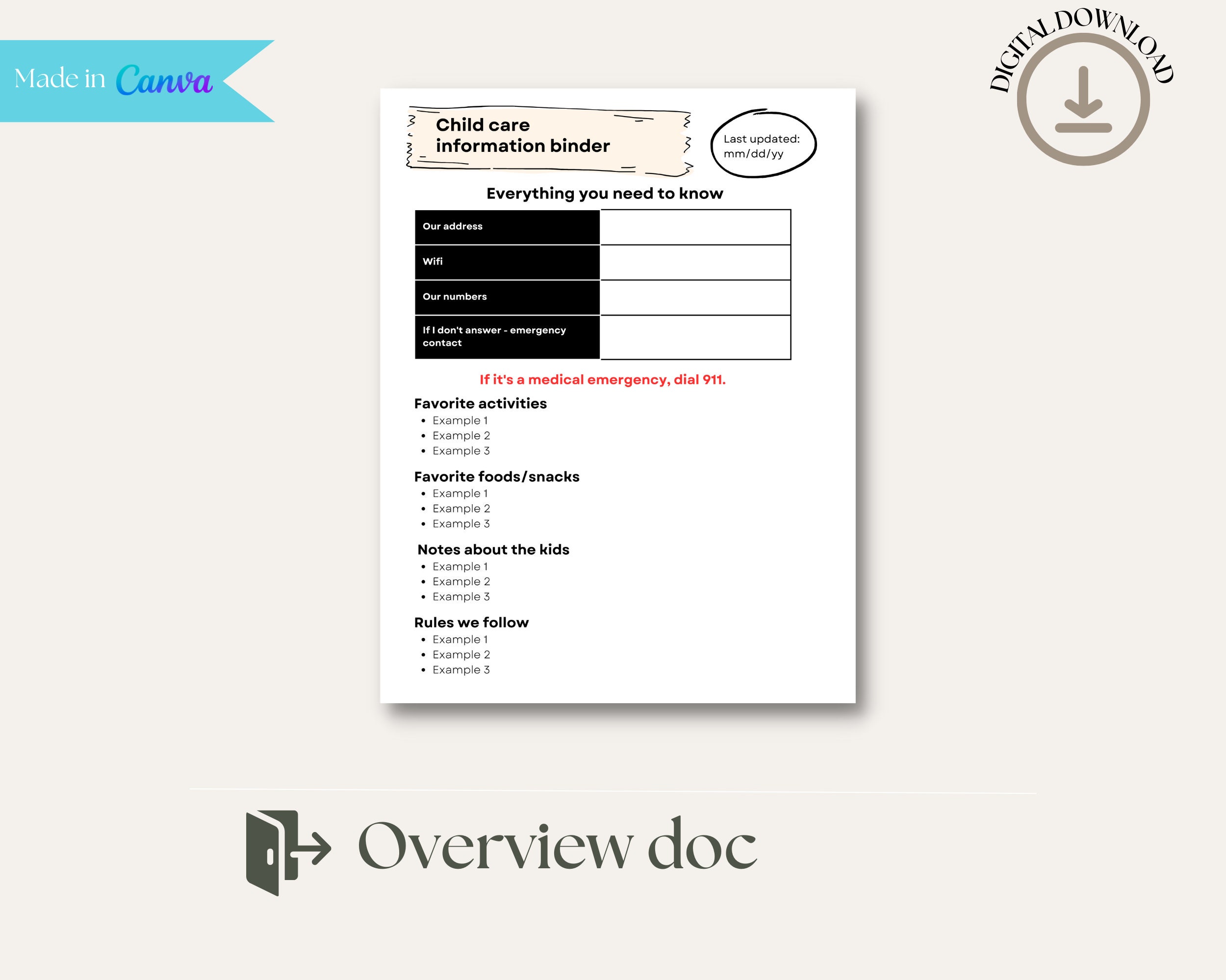Nanny Binder Printable | Nanny Notes | Nanny Agreement | Au Pair ...