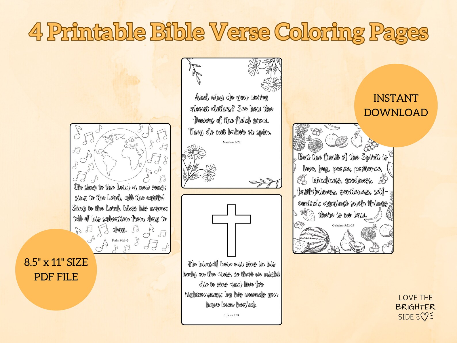 Printable Bible Verse Coloring Pages Set - Etsy