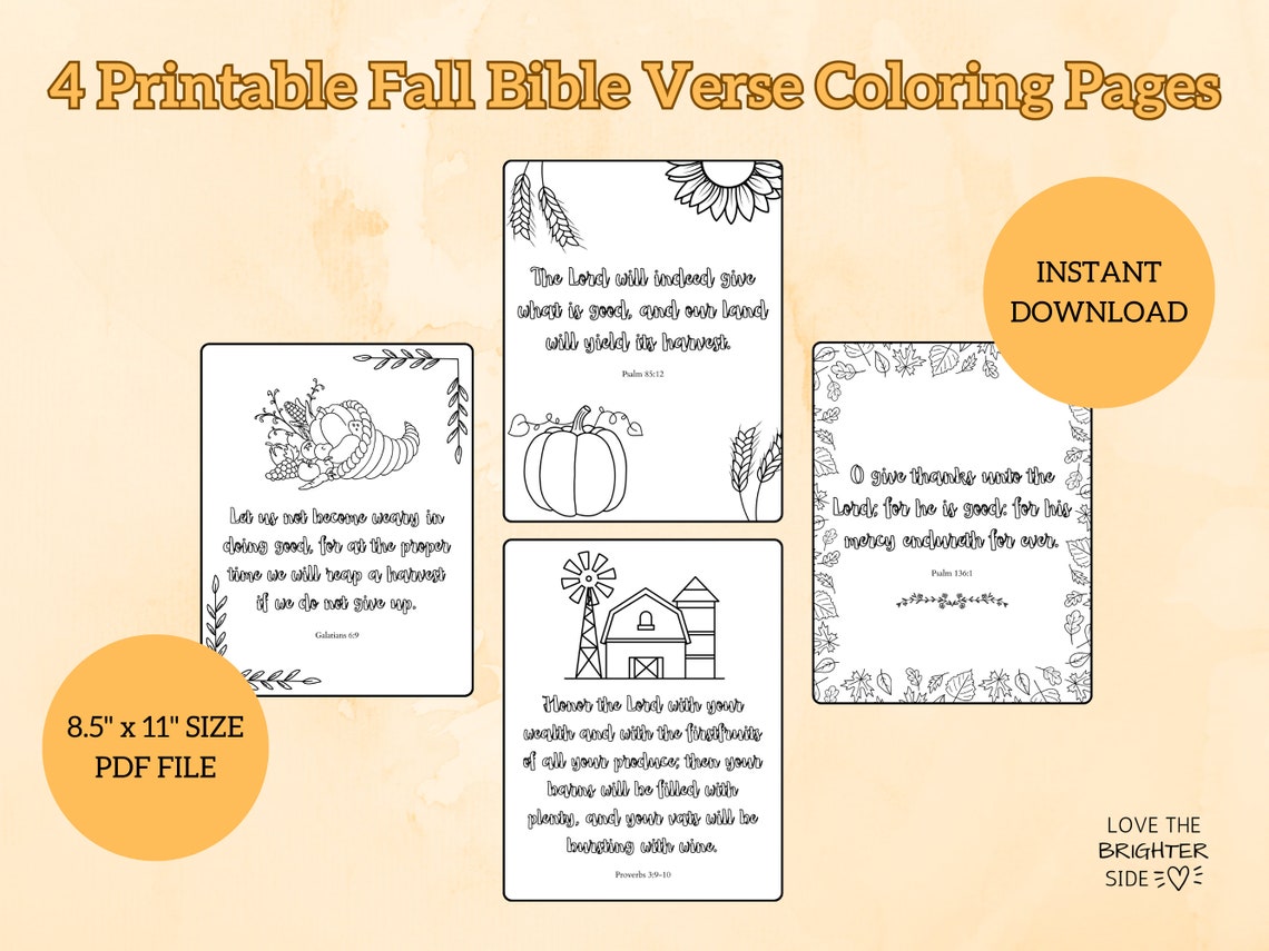 Printable Fall Bible Verse Coloring Pages Set - Etsy