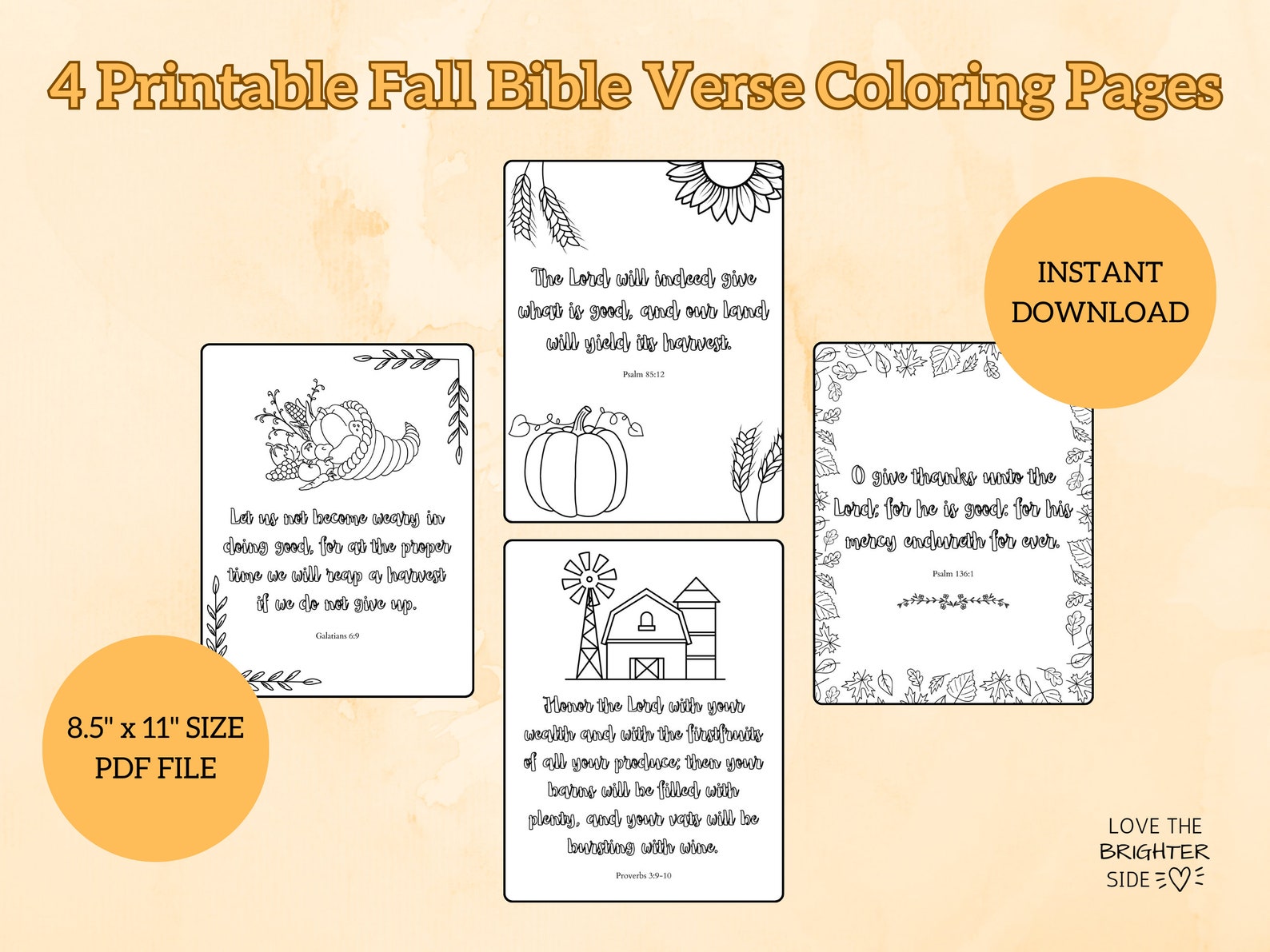 Printable Fall Bible Verse Coloring Pages Set - Etsy