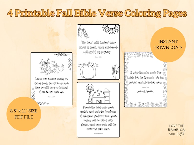 Printable Fall Bible Verse Coloring Pages Set - Etsy