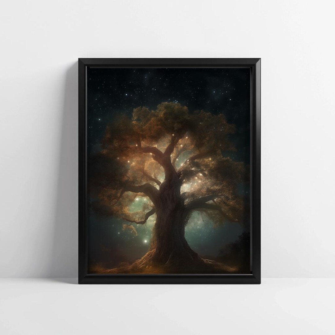 Mystical Sycamore Tree Art – Cosmic Platanus Occidentalis Print ...