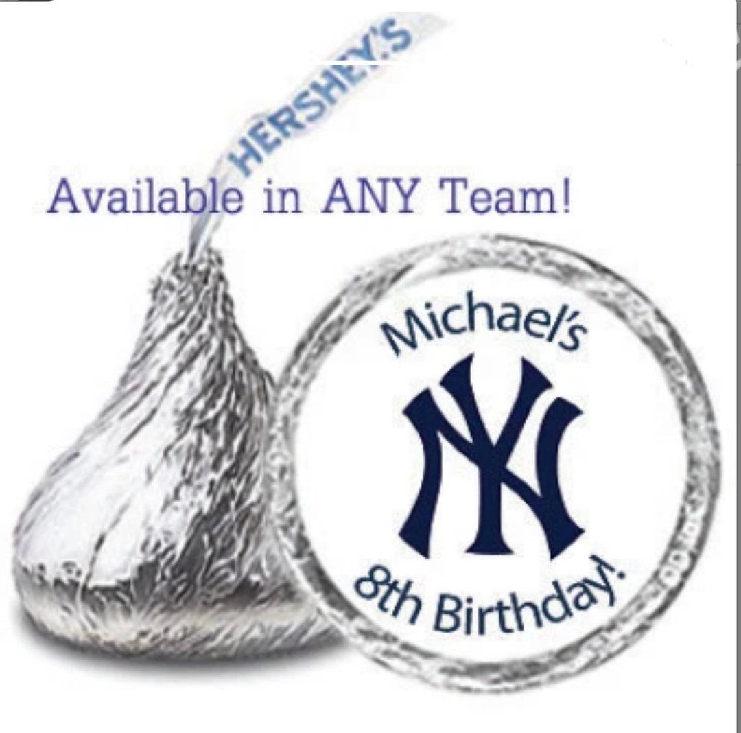 Personalized YANKEES Birthday Party Favors Round Hershey Kiss LABELS - Etsy
