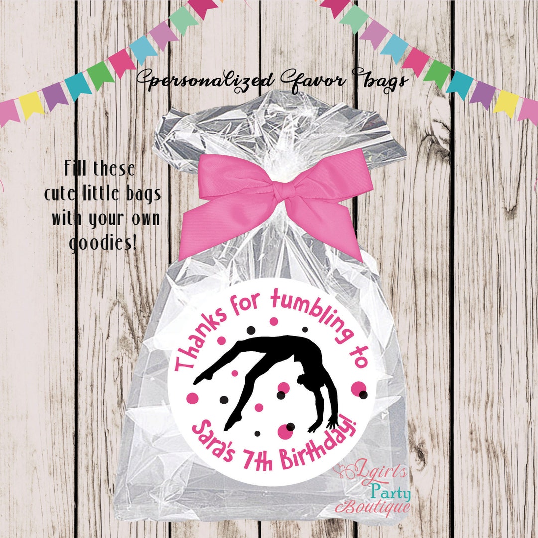 GYMNASTICS Favor Bags, PERSONALIZED GYMNASTICS Birthday Party Favor ...