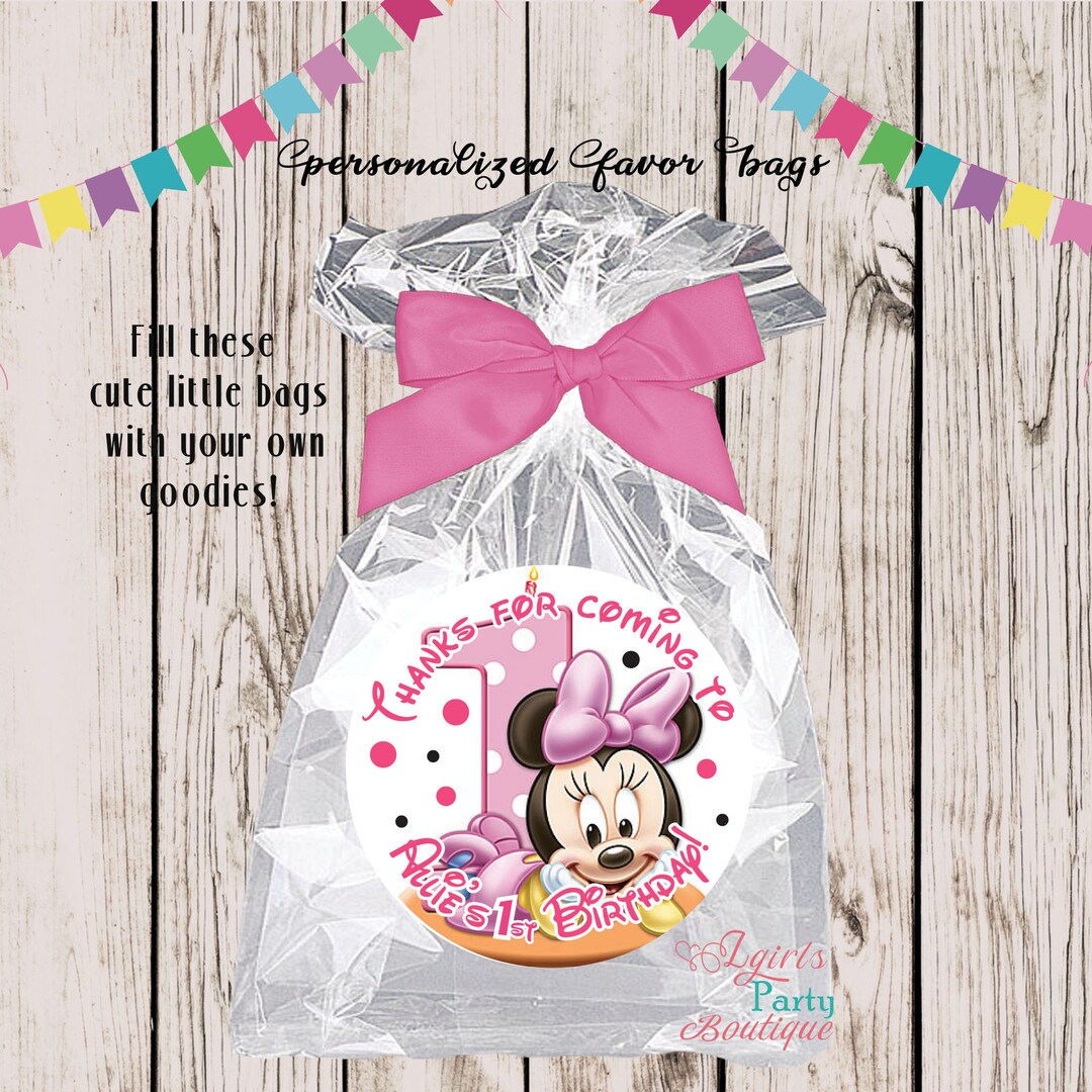 MINNIE MOUSE Favor Bags, PERSONALIZED Minnie Mouse 1st Birthday, Party ...