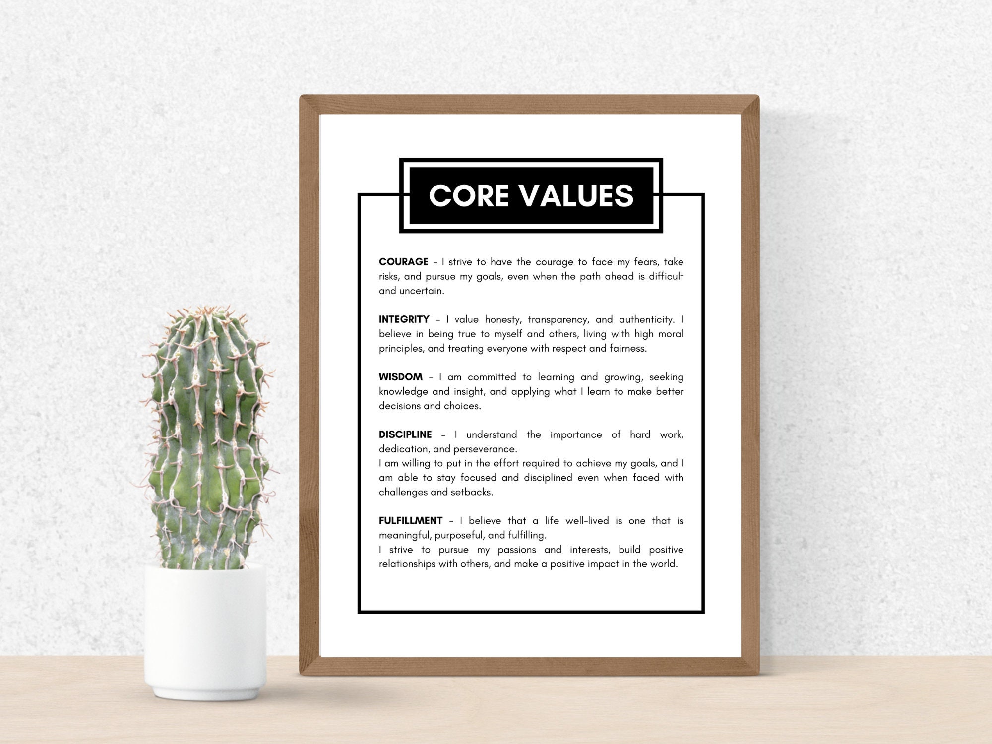 CORE VALUES Visual Affirmation Printable Digital Wall Art - Etsy Australia