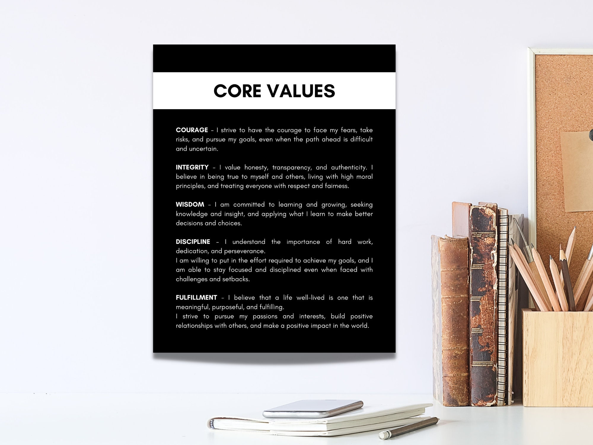CORE VALUES Visual Affirmation Printable Digital Wall Art - Etsy