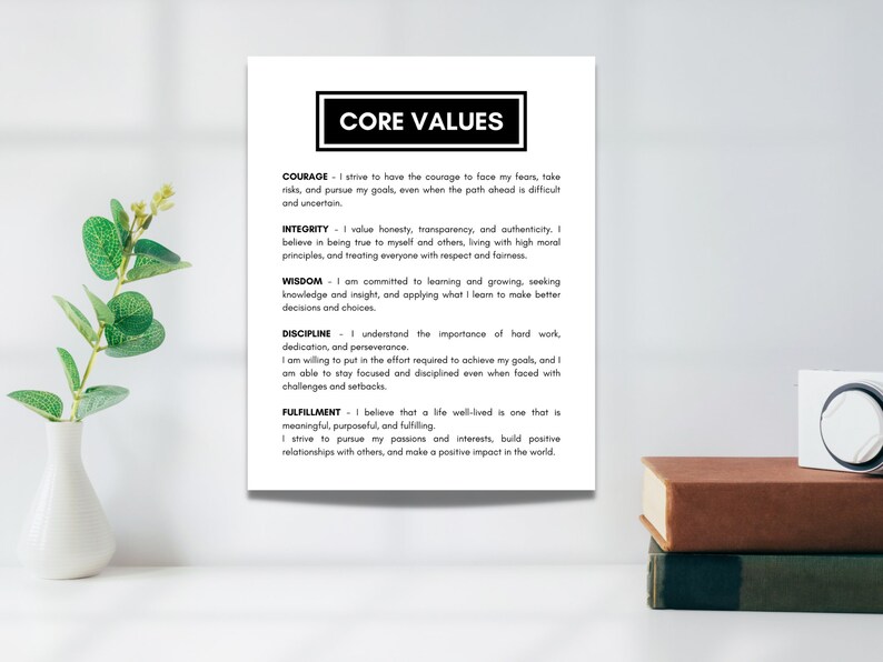 CORE VALUES Visual Affirmation Printable Digital Wall Art - Etsy Australia