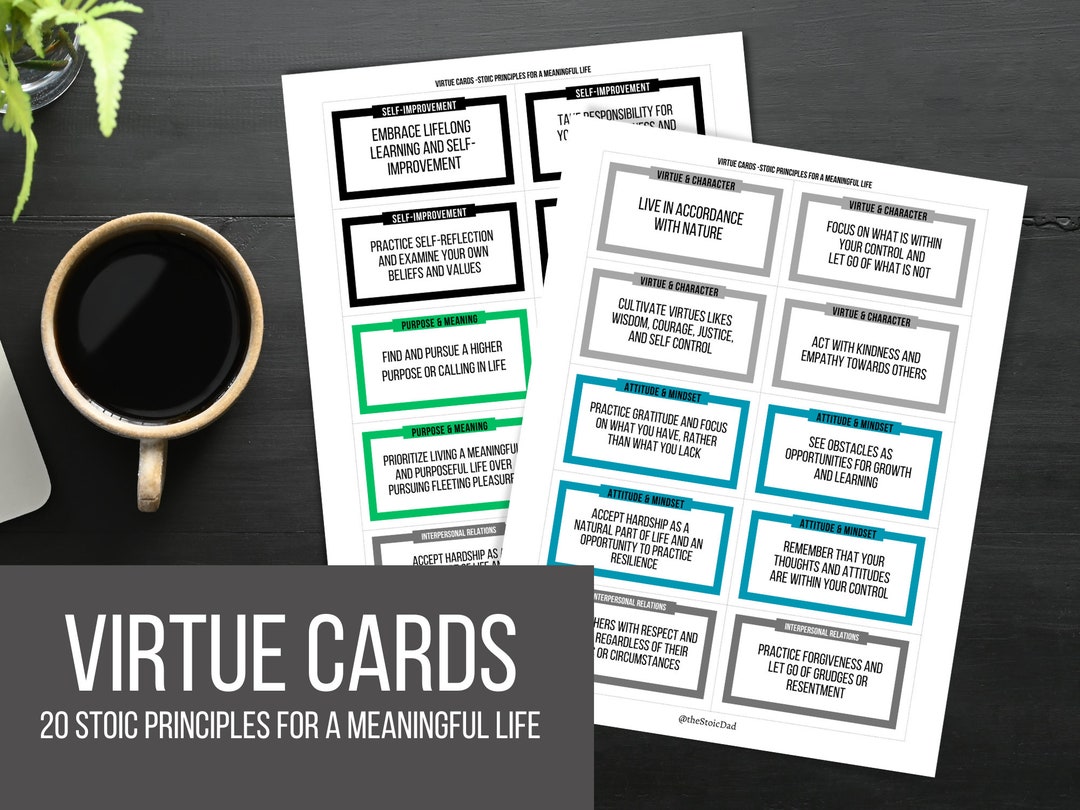 Stoic Virtue Flash Card Set 20 Principles for a Meaningful Life ...