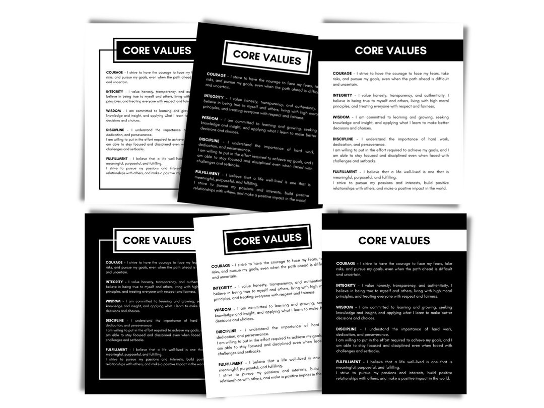 CORE VALUES Visual Affirmation Printable Digital Wall Art - Etsy Australia