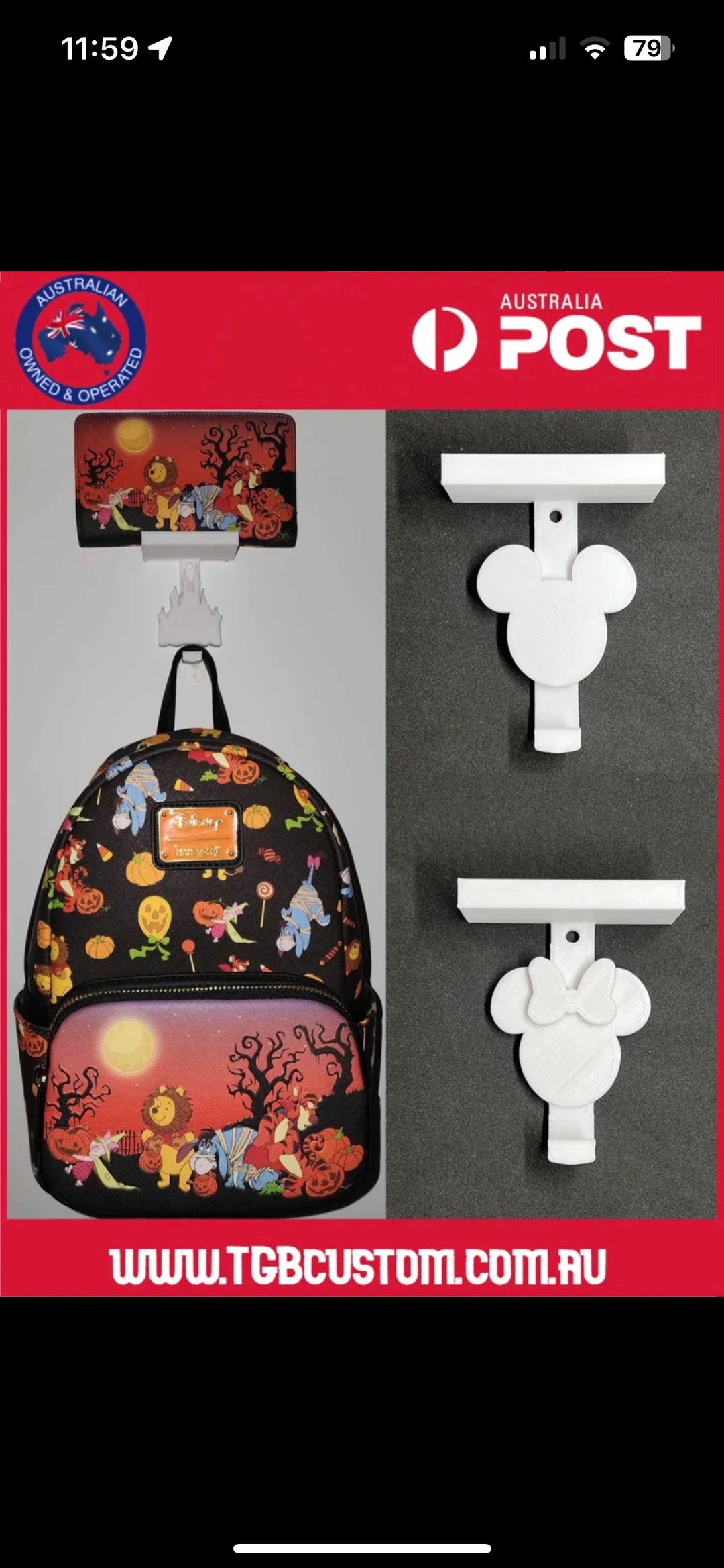 Disney Loungefly Bag and Wallet Wall Display Holder. Wall Hook, Mickey ...